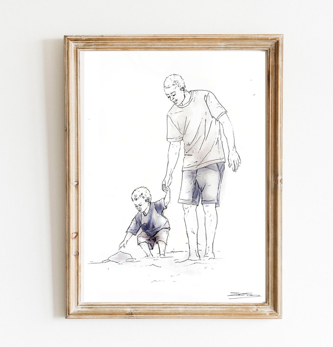 Personal Family Line Drawing With Watercolour. Family Portrait Gifts - Etsy