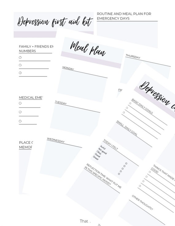 Depression First Aid Templates | Etsy