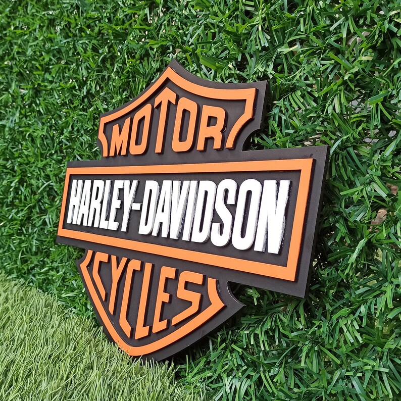 3d Harley Davidson Logo Harley Davidson Wall Art Harley Etsy