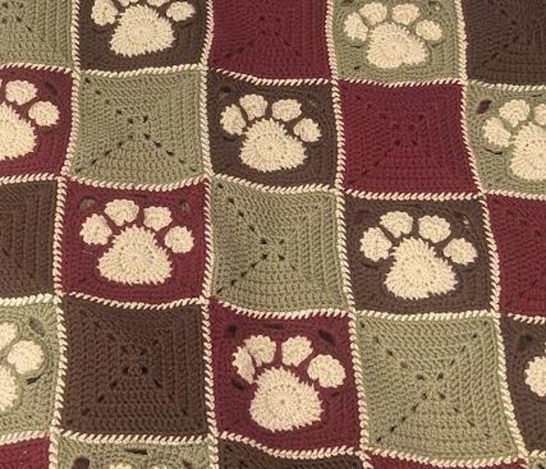 Paw Print Granny Square Crochet Pattern - Etsy
