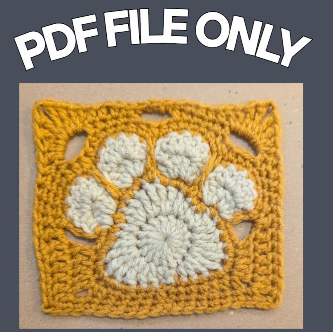 Paw Print Granny Square Crochet Pattern - Etsy