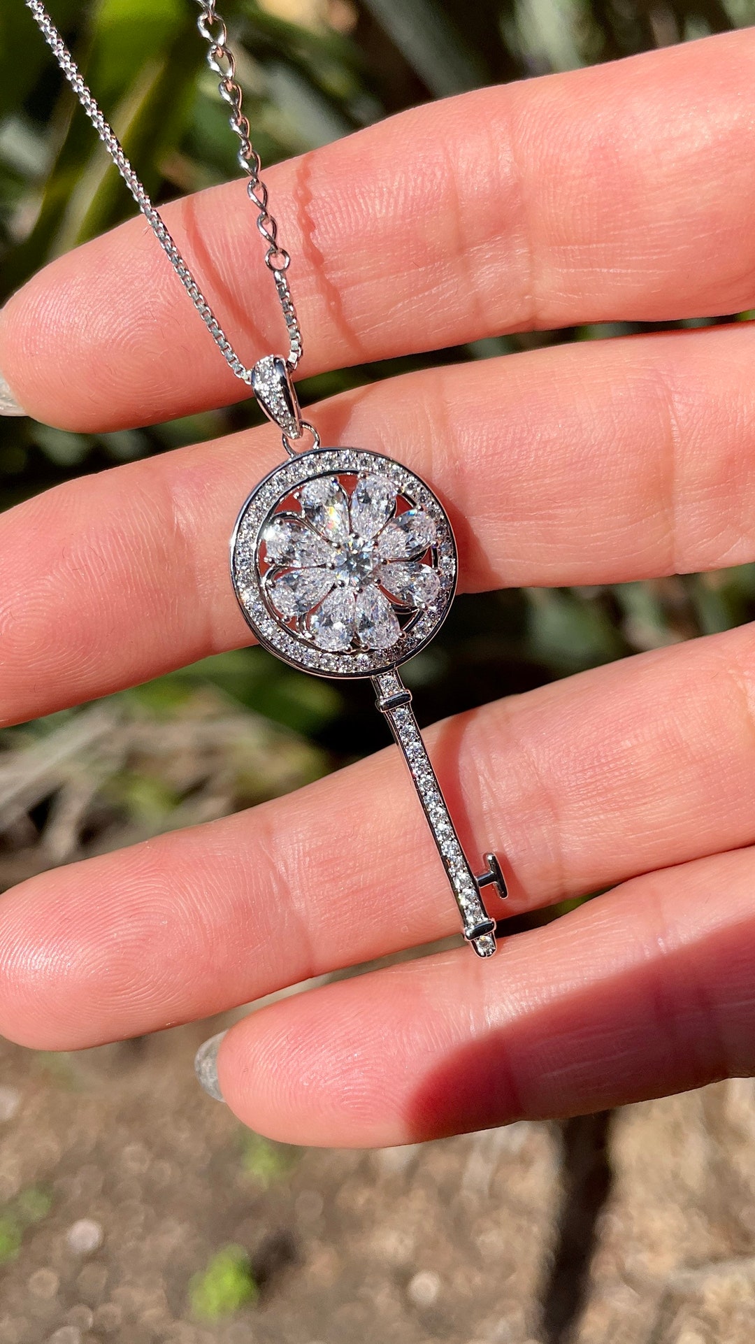 KEY - Key Pendant Necklace | Rotating Key Pendant , Cubic Zirconia ...