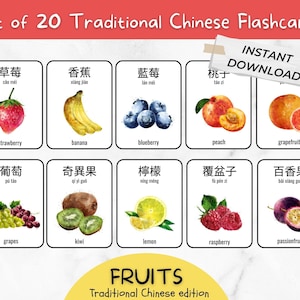 FRUITS | Traditional Chinese Flashcards | Printable Preschool Chinese ...