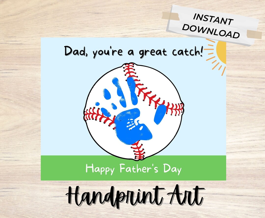 Father's Day Handprint Art "you're a Great Catch" | Printable Toddler ...