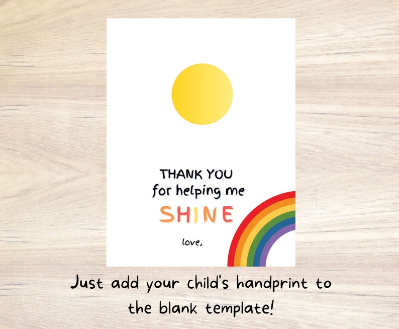 Teacher Appreciation Handprint Art "thank You for Helping Me Shine ...