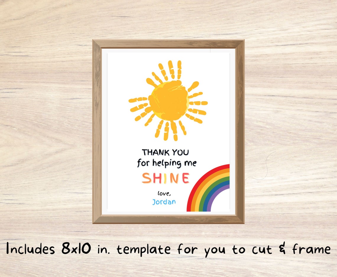 Teacher Appreciation Handprint Art "thank You for Helping Me Shine ...