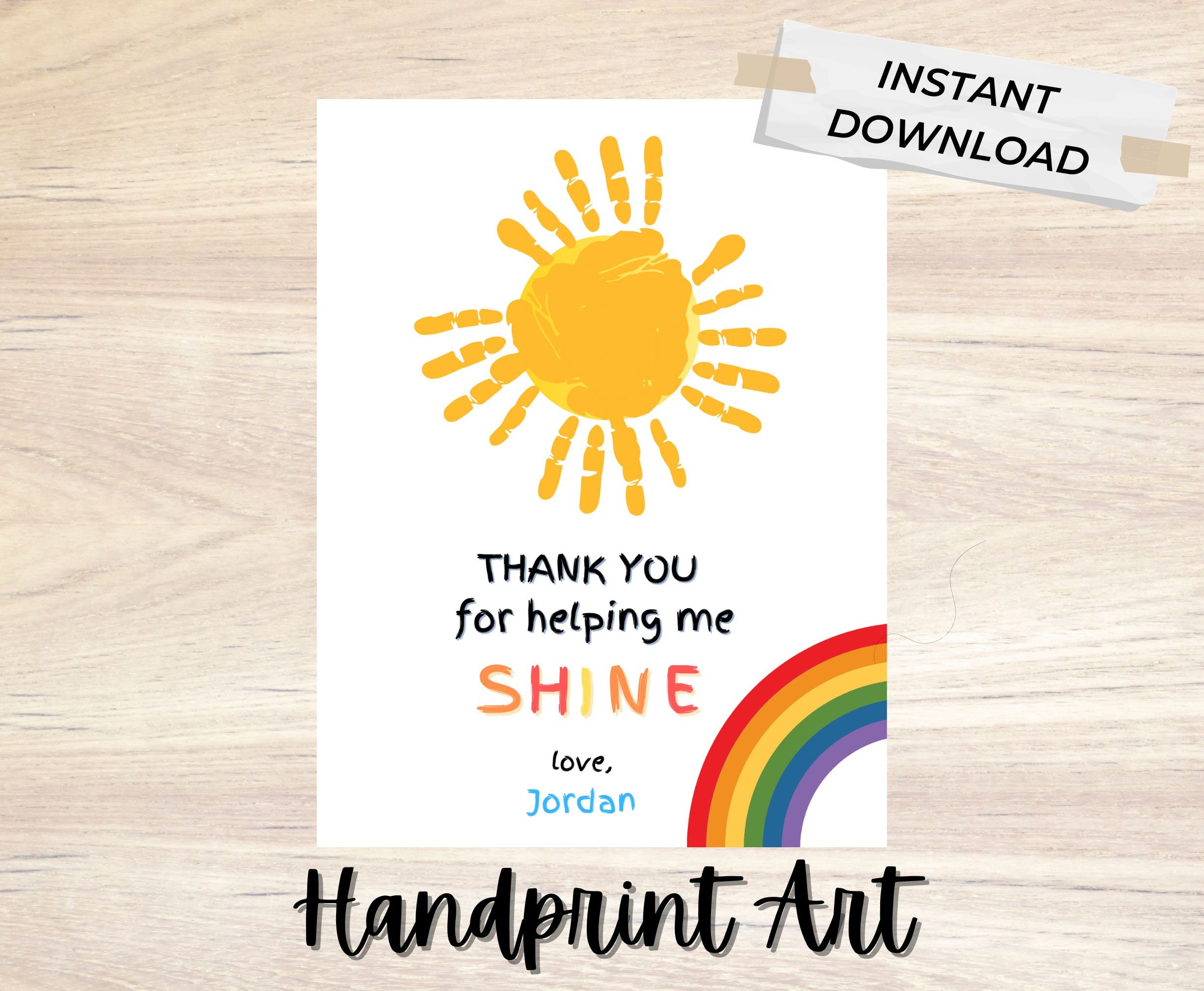 Teacher Appreciation Handprint Art "thank You for Helping Me Shine ...