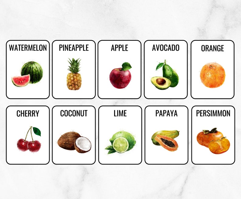 FRUITS | Fruit Flashcards | Printable Preschool Fruit Flashcards ...