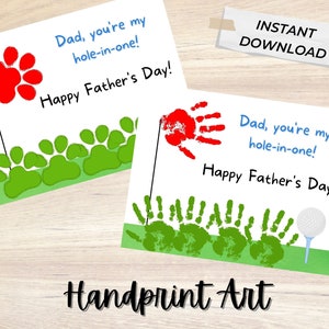Father's Day Handprint Art "you're My Hole-in-one" | Printable Toddler ...