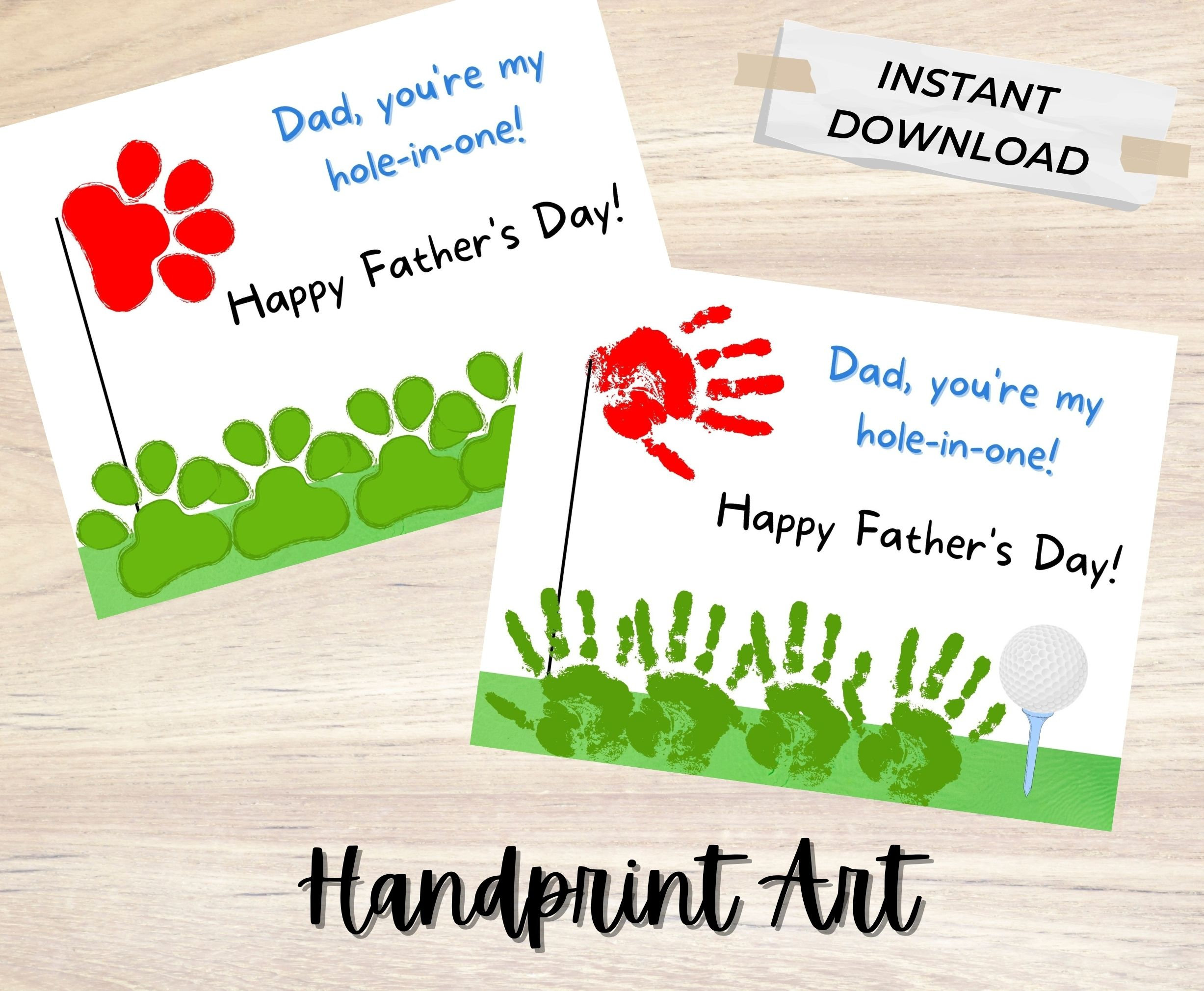 Father's Day Handprint Art "you're My Hole-in-one" | Printable Toddler ...