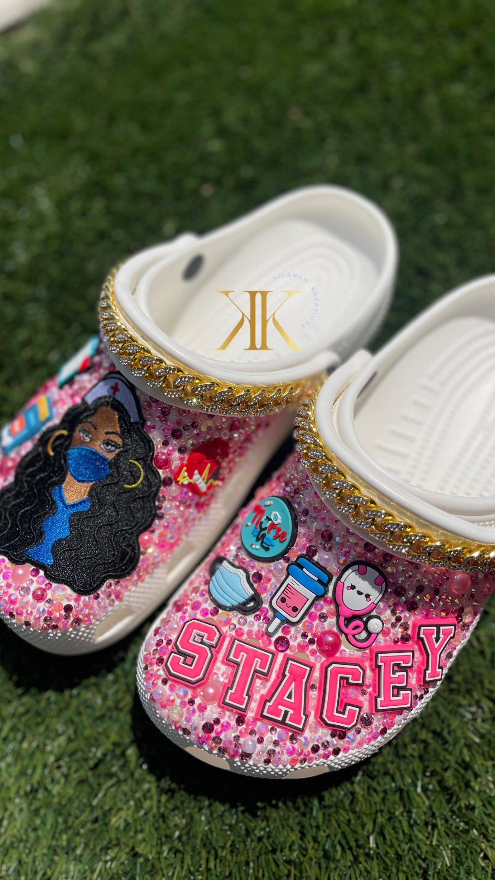Bling Nurse Crocs: Custom Razzle Dazzle Footwear - Etsy