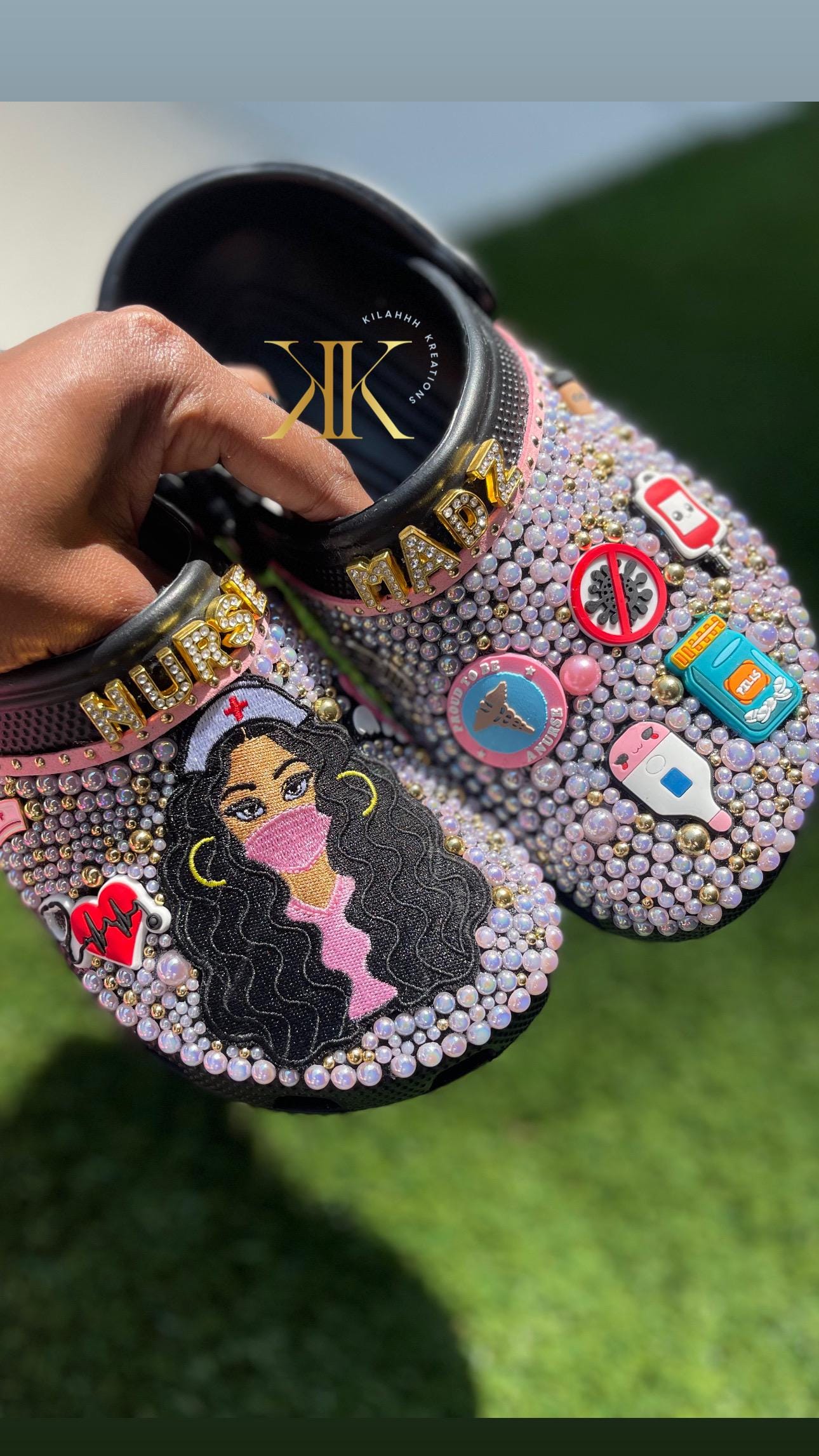Bling Nurse Crocs: Custom Razzle Dazzle Footwear - Etsy
