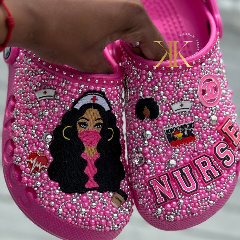 Bling Nurse Crocs: Custom Razzle Dazzle Footwear - Etsy