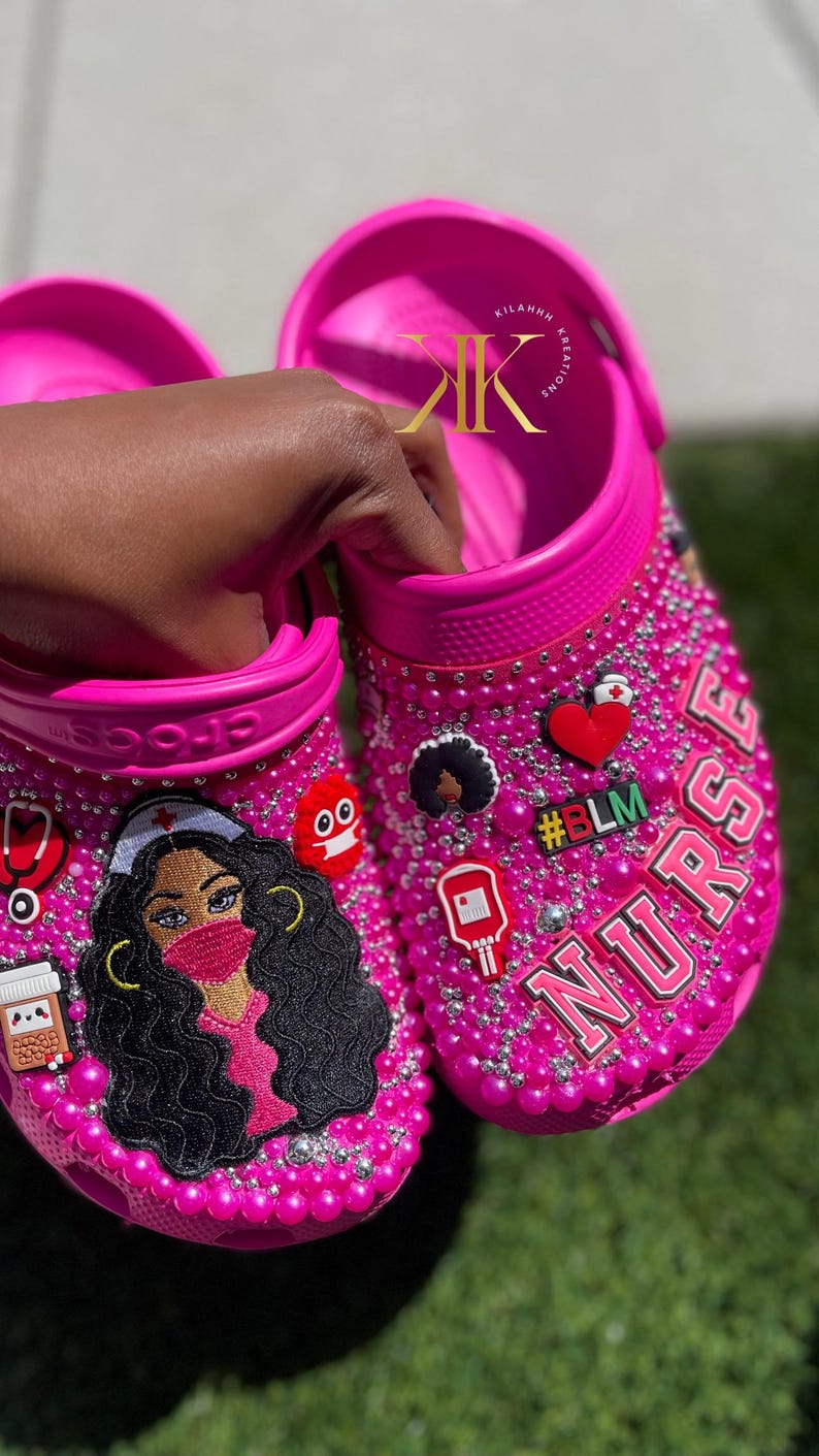 Bling Nurse Crocs: Custom Razzle Dazzle Footwear - Etsy