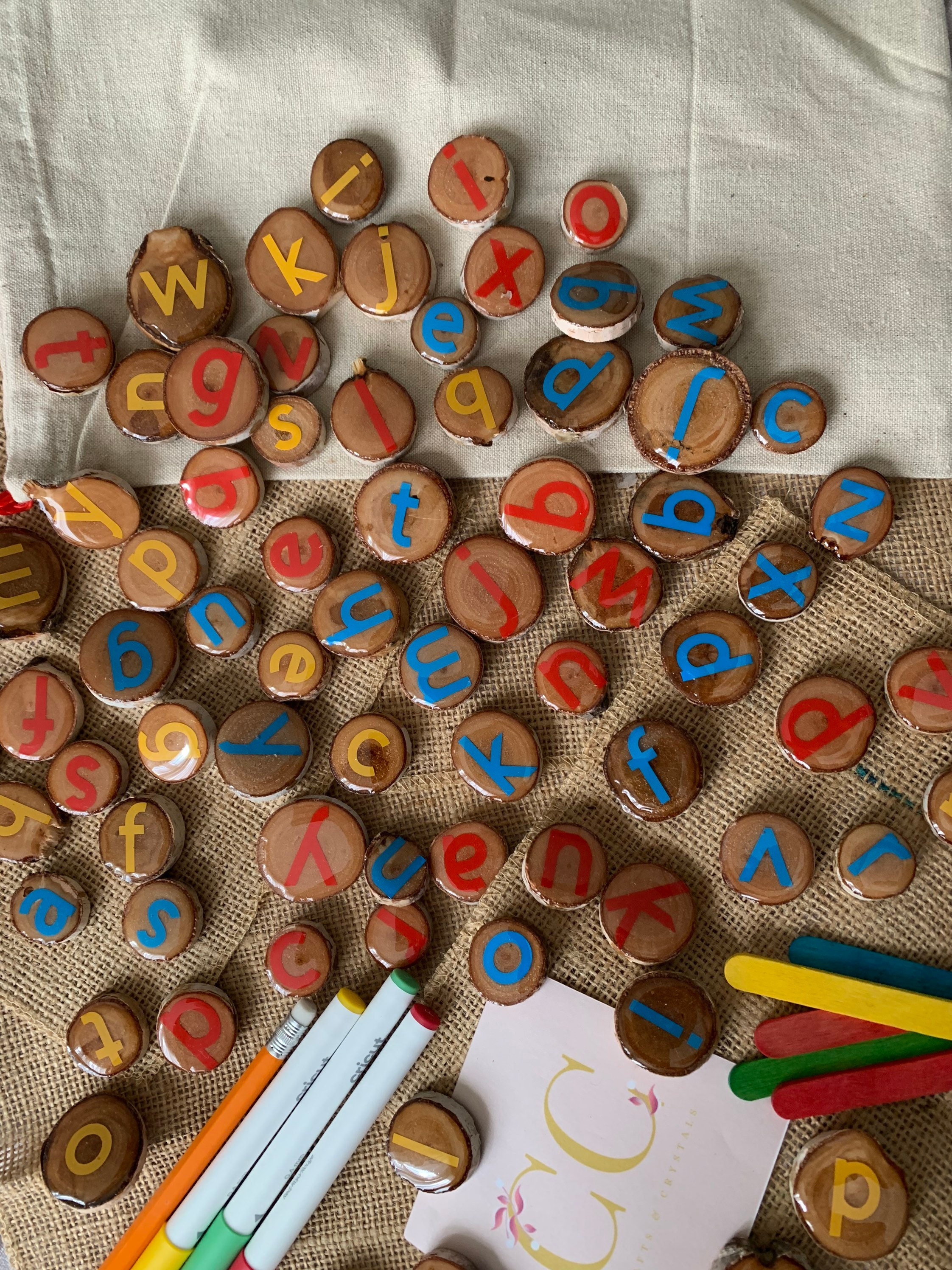 EYFS Alphabet Wooden Slices, Child School, Minders, Educational, Games ...