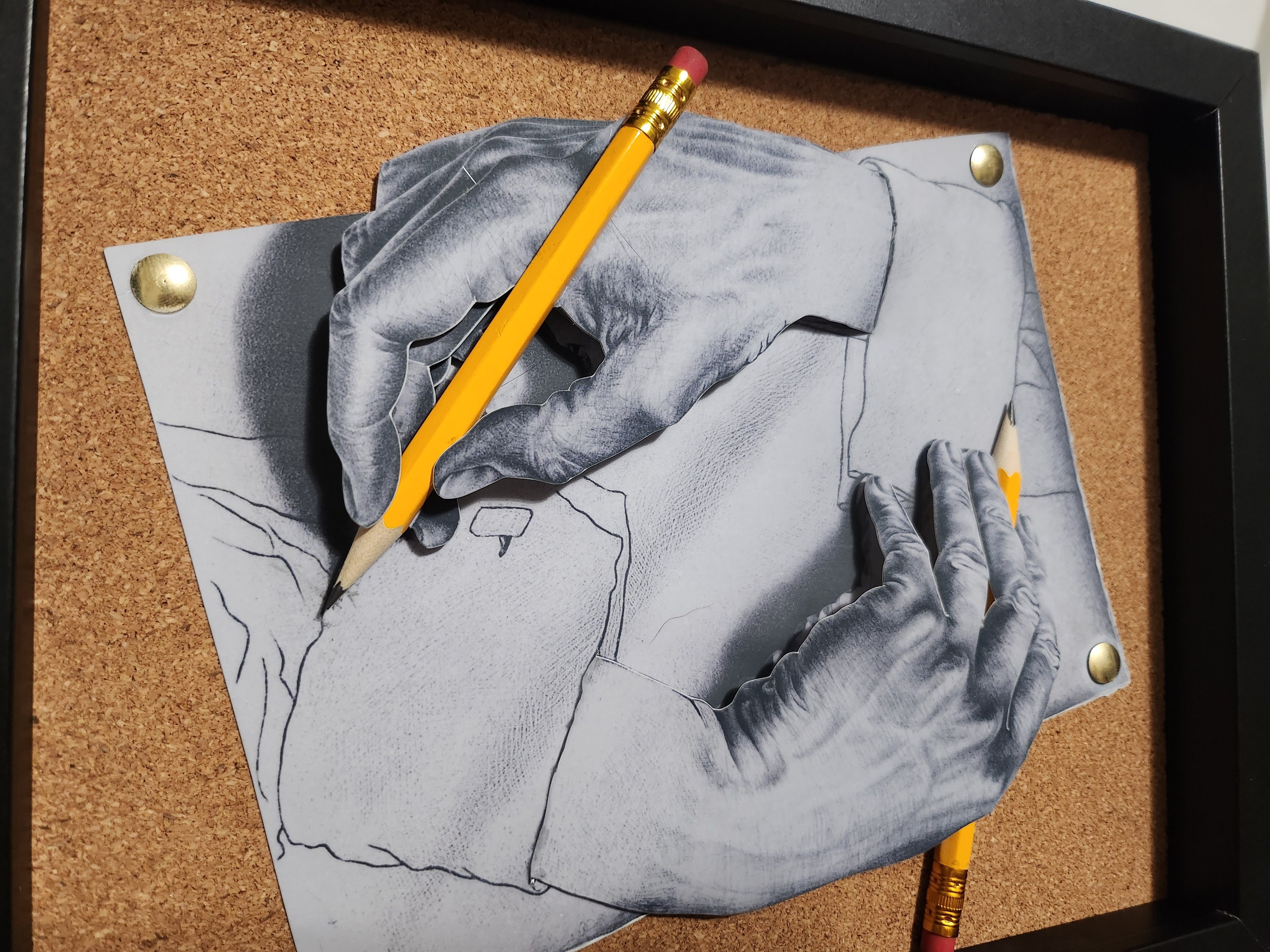 Drawing Hands MC Escher Shadow Box 3D Diorama 8x10 Wall Art Surreal ...