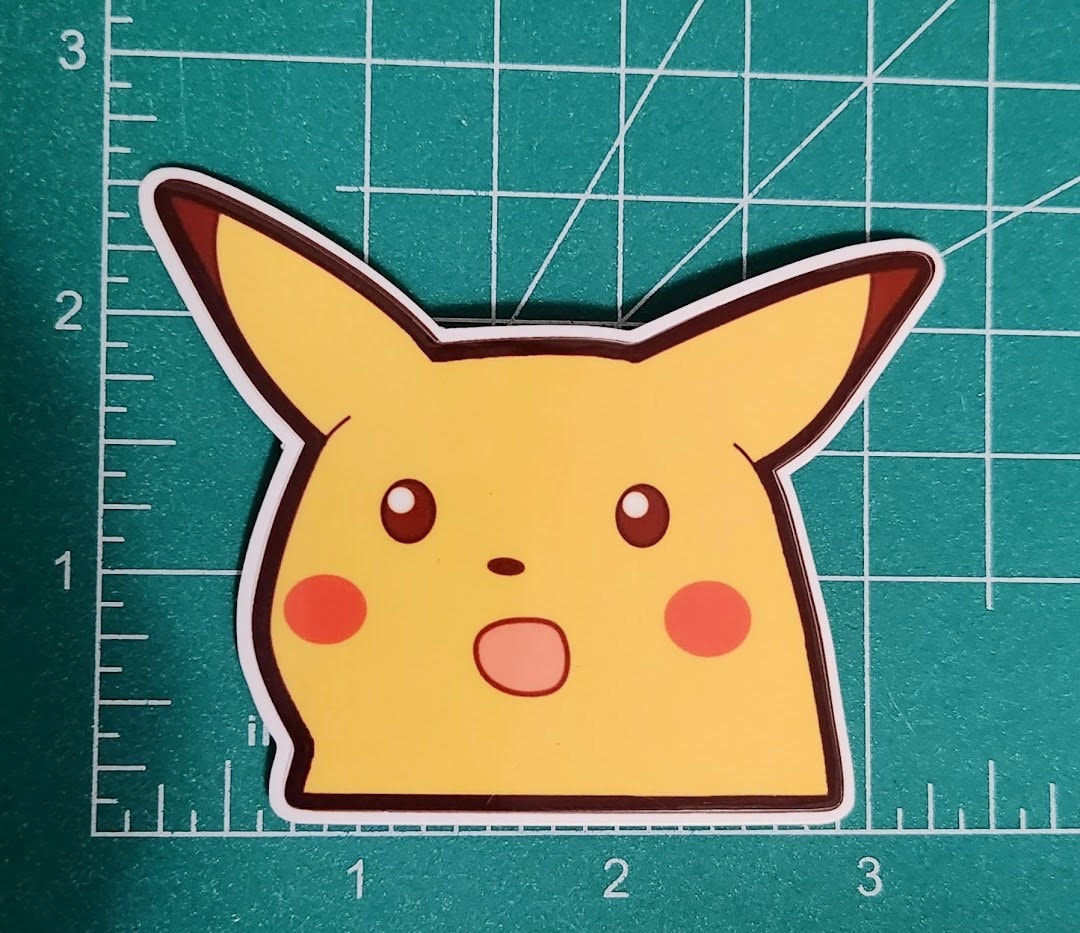 Surprised Pikachu Meme Sticker Handmade Waterproof Decal for - Etsy