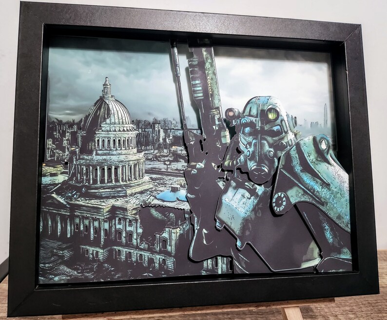 Fallout 3 Brotherhood of Steel Knight Capital Wasteland Shadow Box 3D ...