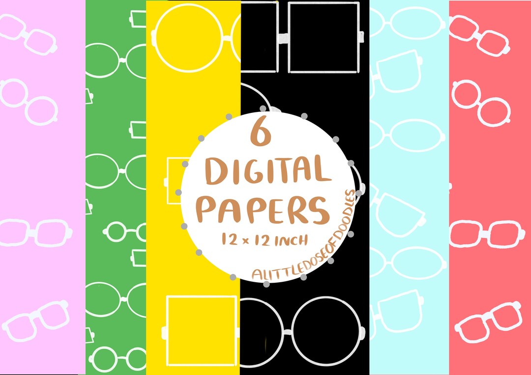GLASSES PATTERNS PRINTABLE Digital Paper 10 Handmade - Etsy