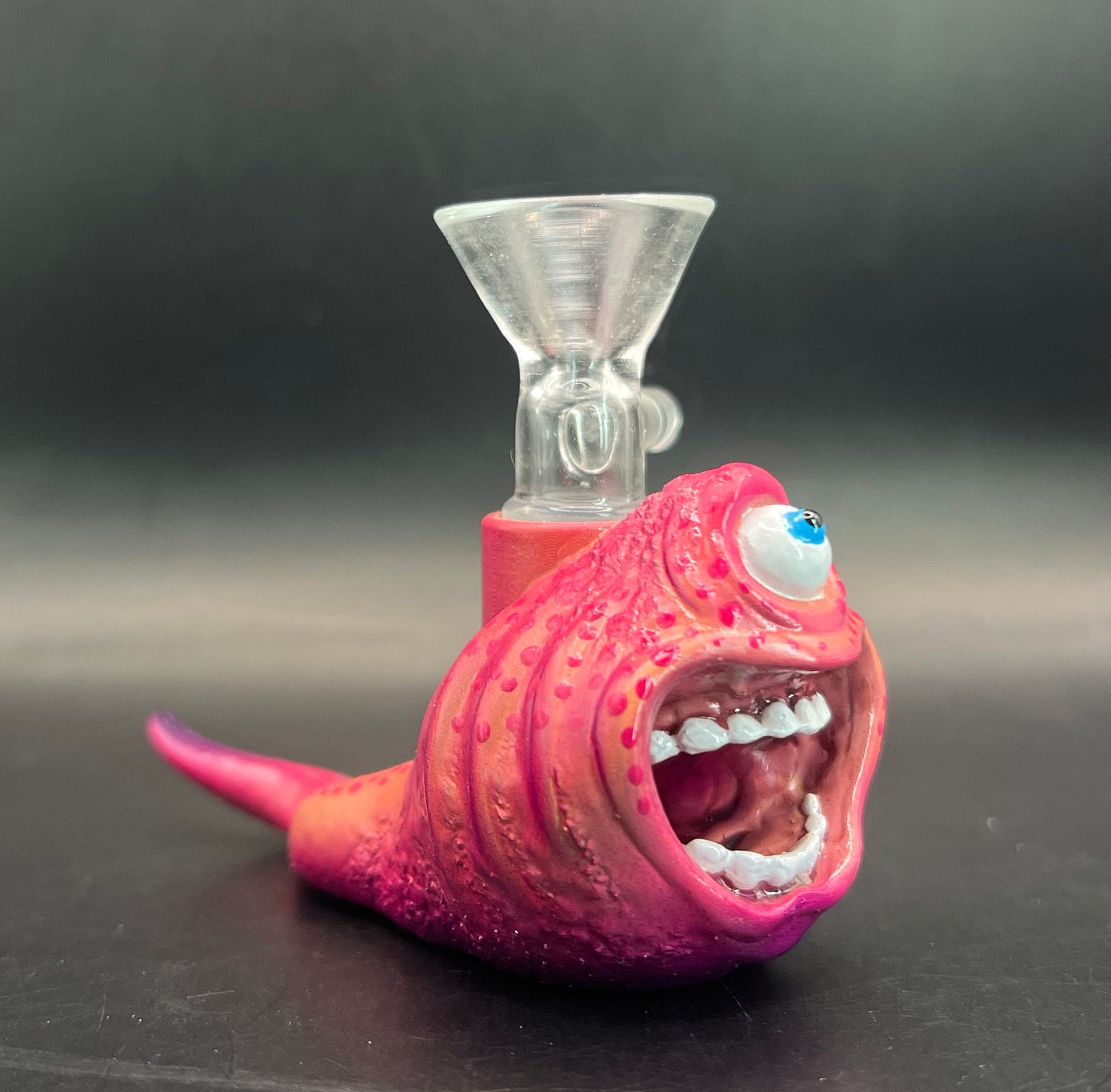 14mm, Bowl Holder, 3D Printed, Hand Painted, One-eyed Worm With Teeth ...