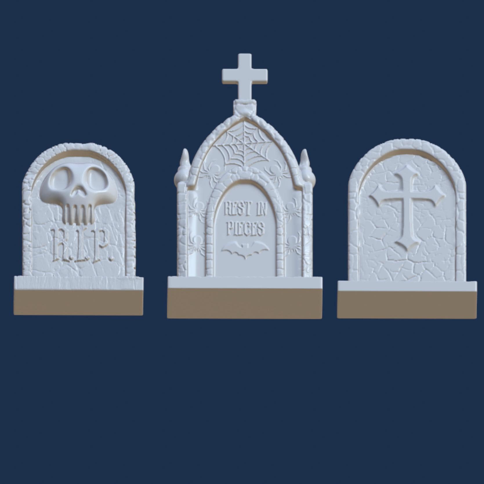 Gravestone STL, 3 Pack, 3D Digital File for 3D Printing, 3 Gravestones ...