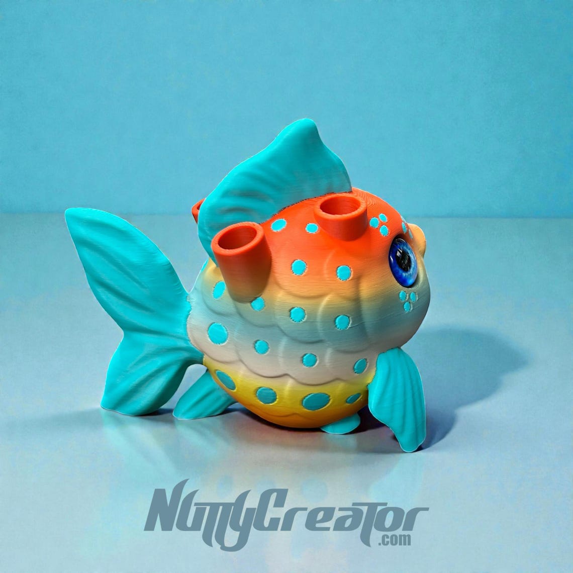 Cute Goldfish Pen Holder, 3D Printed, Gradient Matte Finish With Teal ...