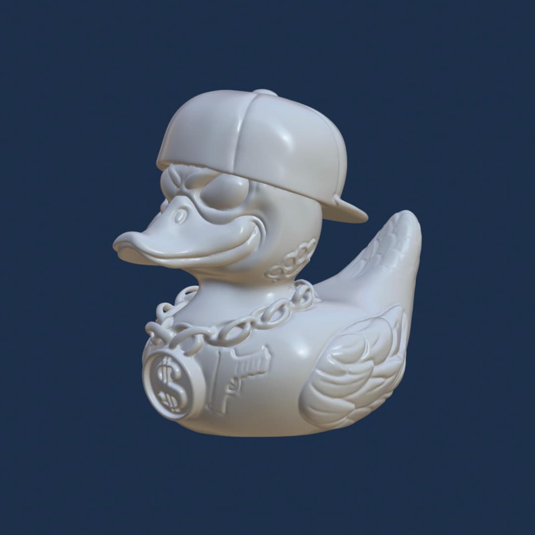 Gangster Duck STL, 3D Digital File for 3D Printer, Rubber Ducky, Duck With Gold Chain and Dollar ...