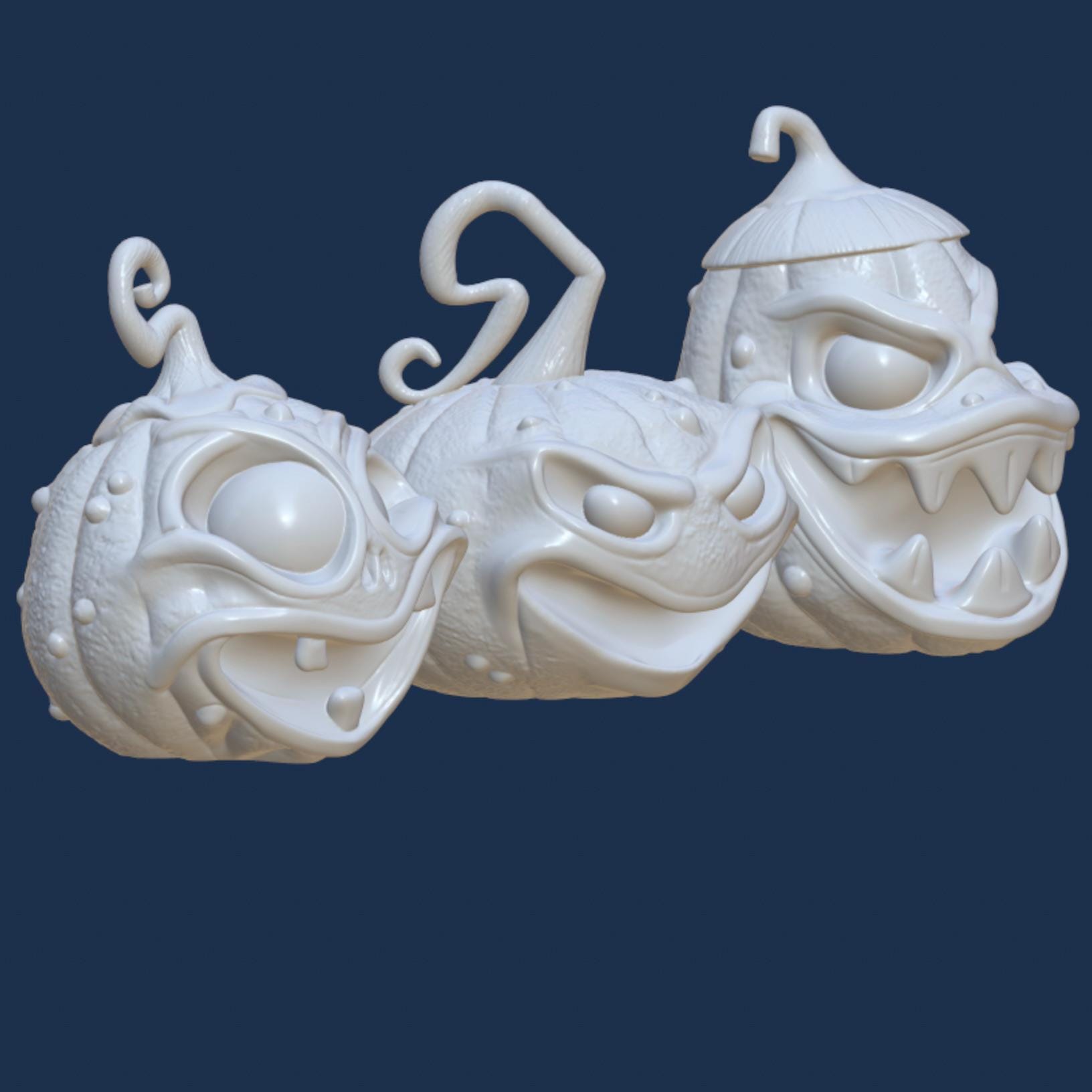 Pumpkin STL 3 Pack, 3D Digital File for 3D Printing, Pumpkin 3 Pk ...