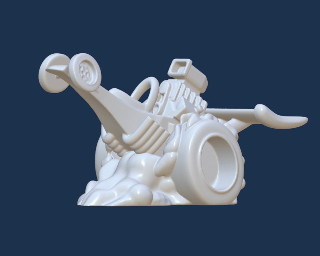 Dragster STL, Cartoon Dragster With V8 and Smoking Tires, 3D STL File ...