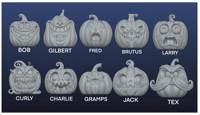 Halloween Pumpkin STL 10 Pack Volume 1, 3D Digital Files for 3D ...