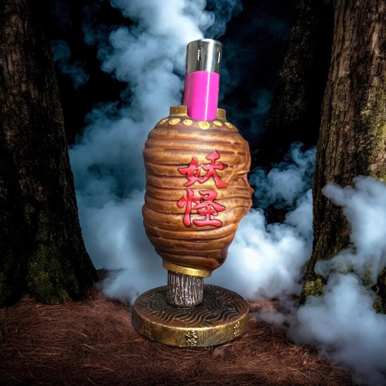 Mini Bic Lighter Holder, 3D Printed, Hand Painted, Chochin-obake, Yokai ...