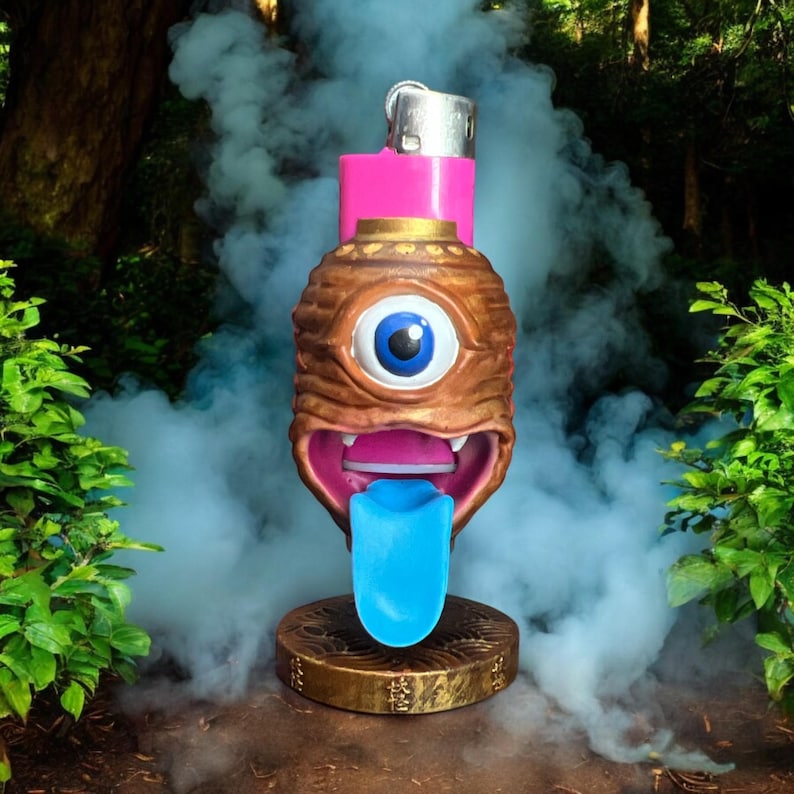 Mini Bic Lighter Holder, 3D Printed, Hand Painted, Chochin-obake, Yokai ...