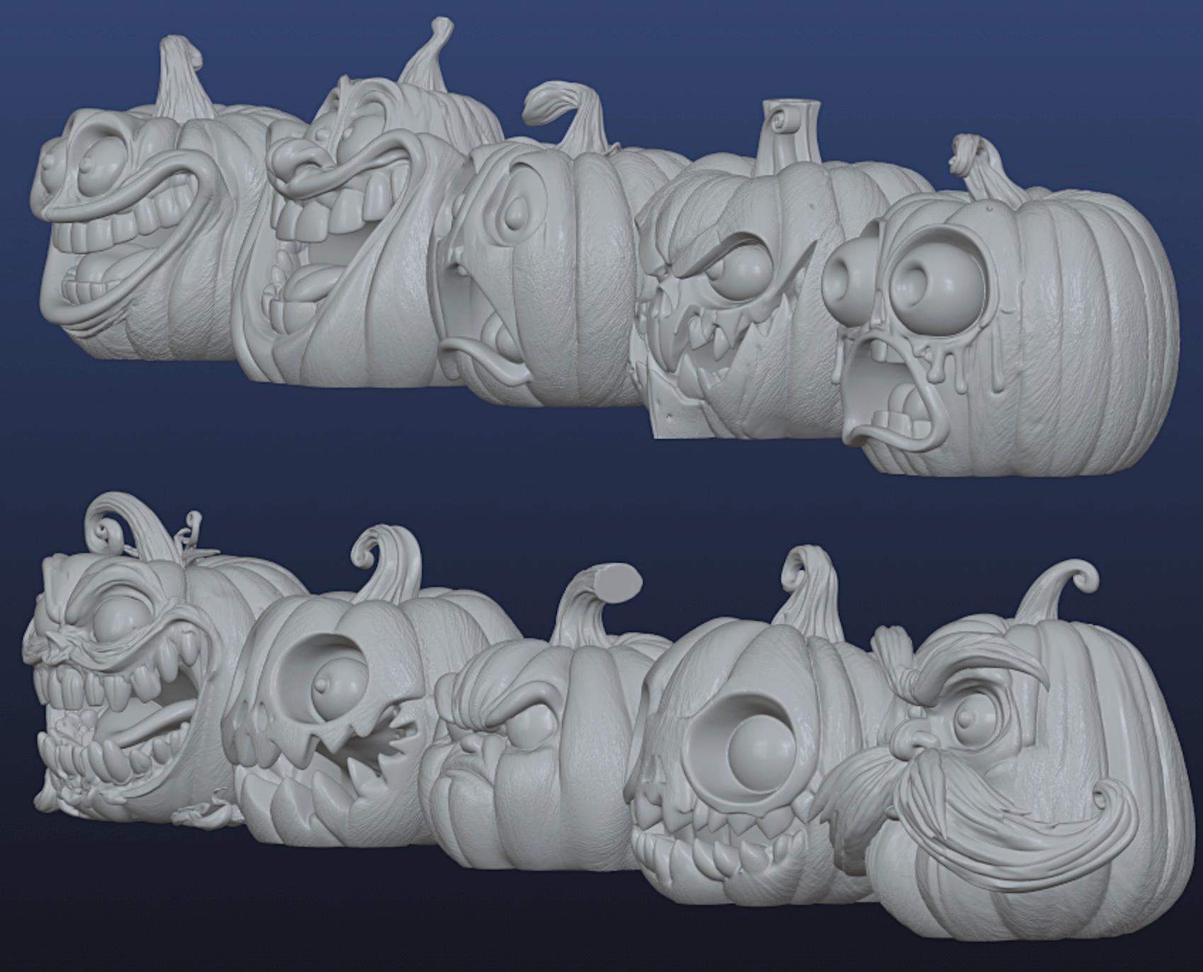 Halloween Pumpkin STL 10 Pack Volume 1, 3D Digital Files for 3D ...