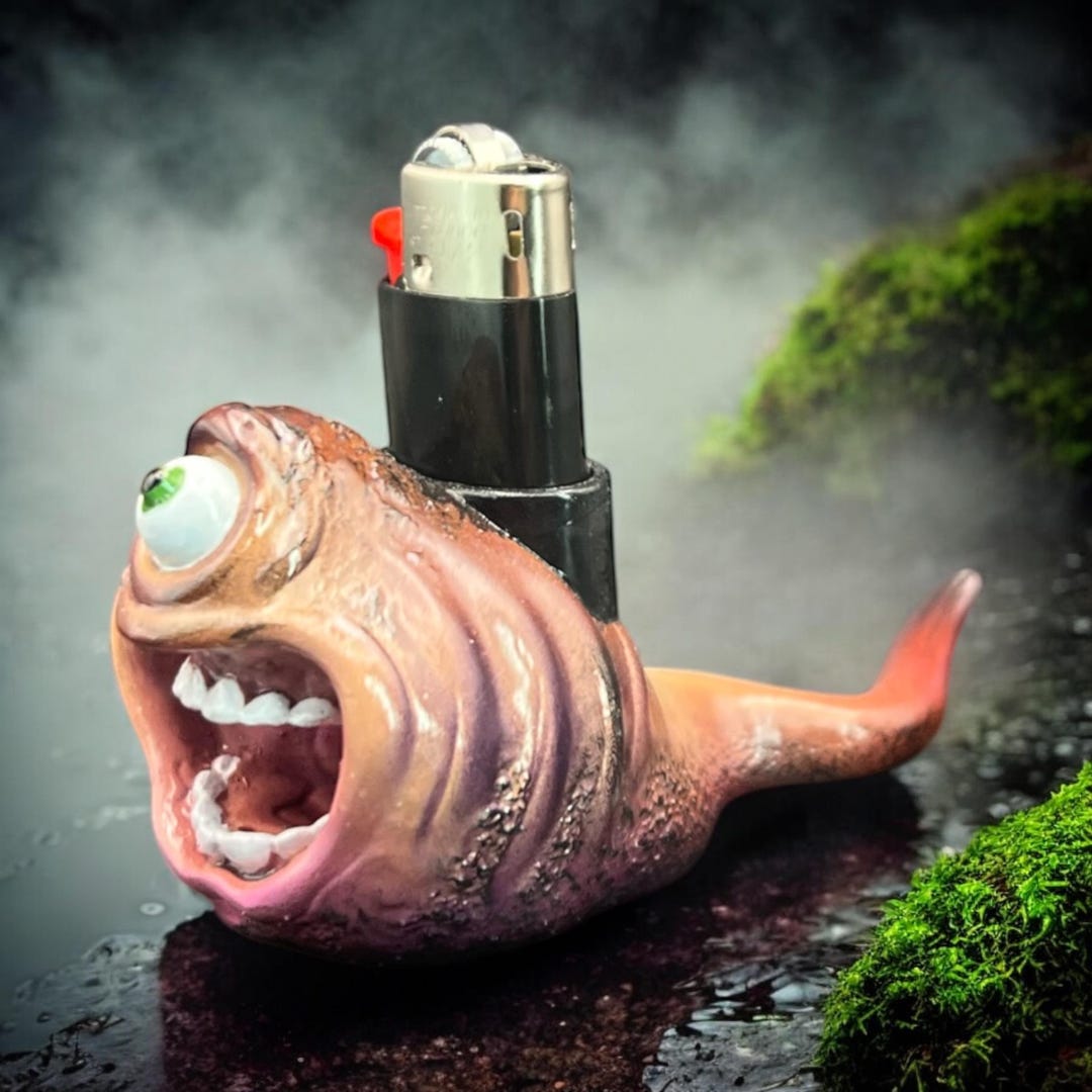 3D Printed, Hand Painted, One-eyed Worm Lighter Holder, Lighter Stand ...
