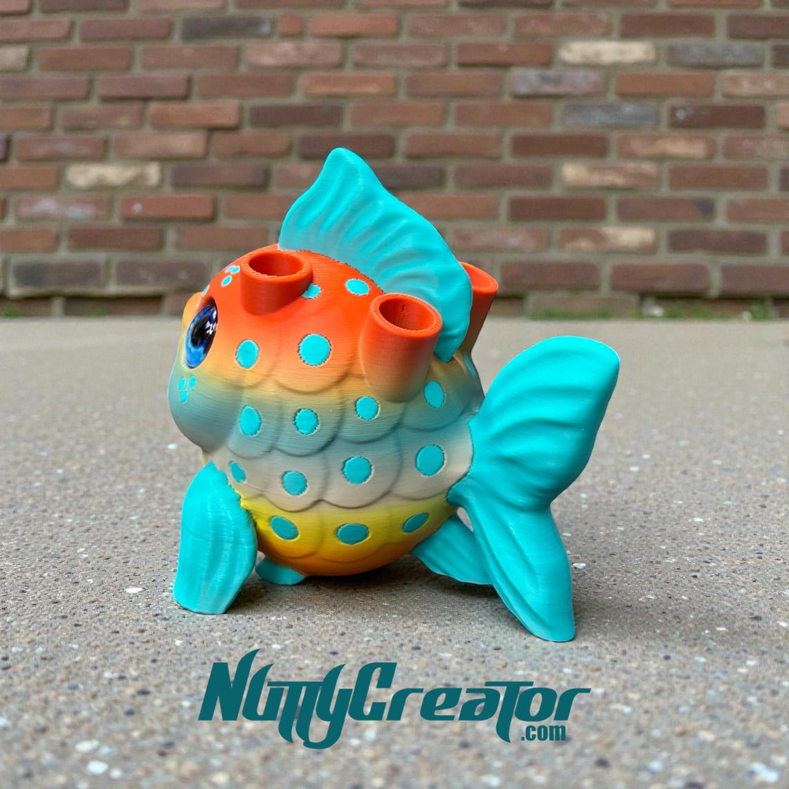 Cute Goldfish Pen Holder, 3D Printed, Gradient Matte Finish With Teal ...