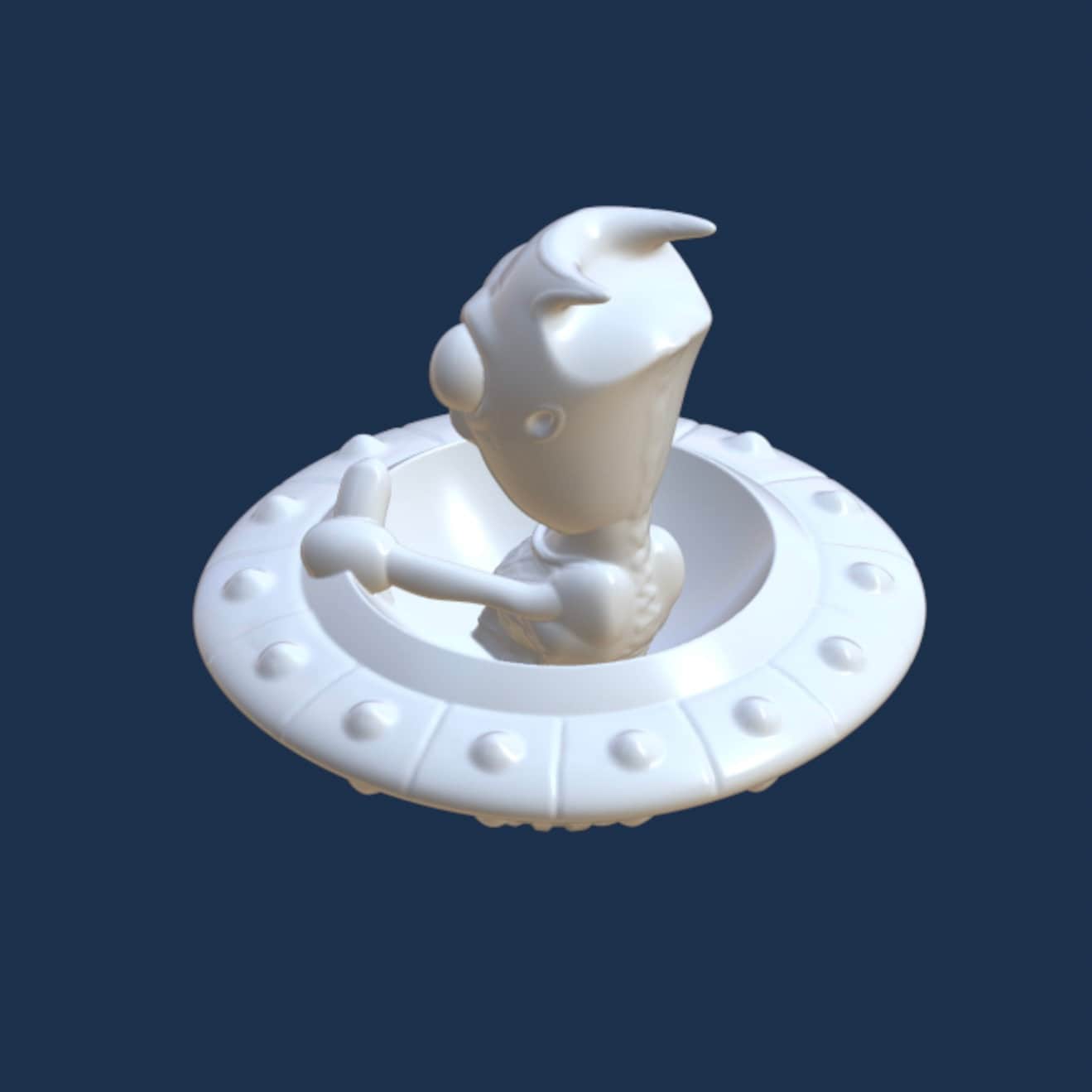 UFO Alien STL, Cartoon Alien Piloting Ufo, STL Digital File for 3D ...