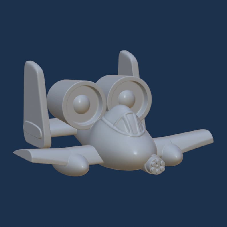 A10 Warthog, Cartoon Plane, 3D STL File for 3D Printer, Original Design ...