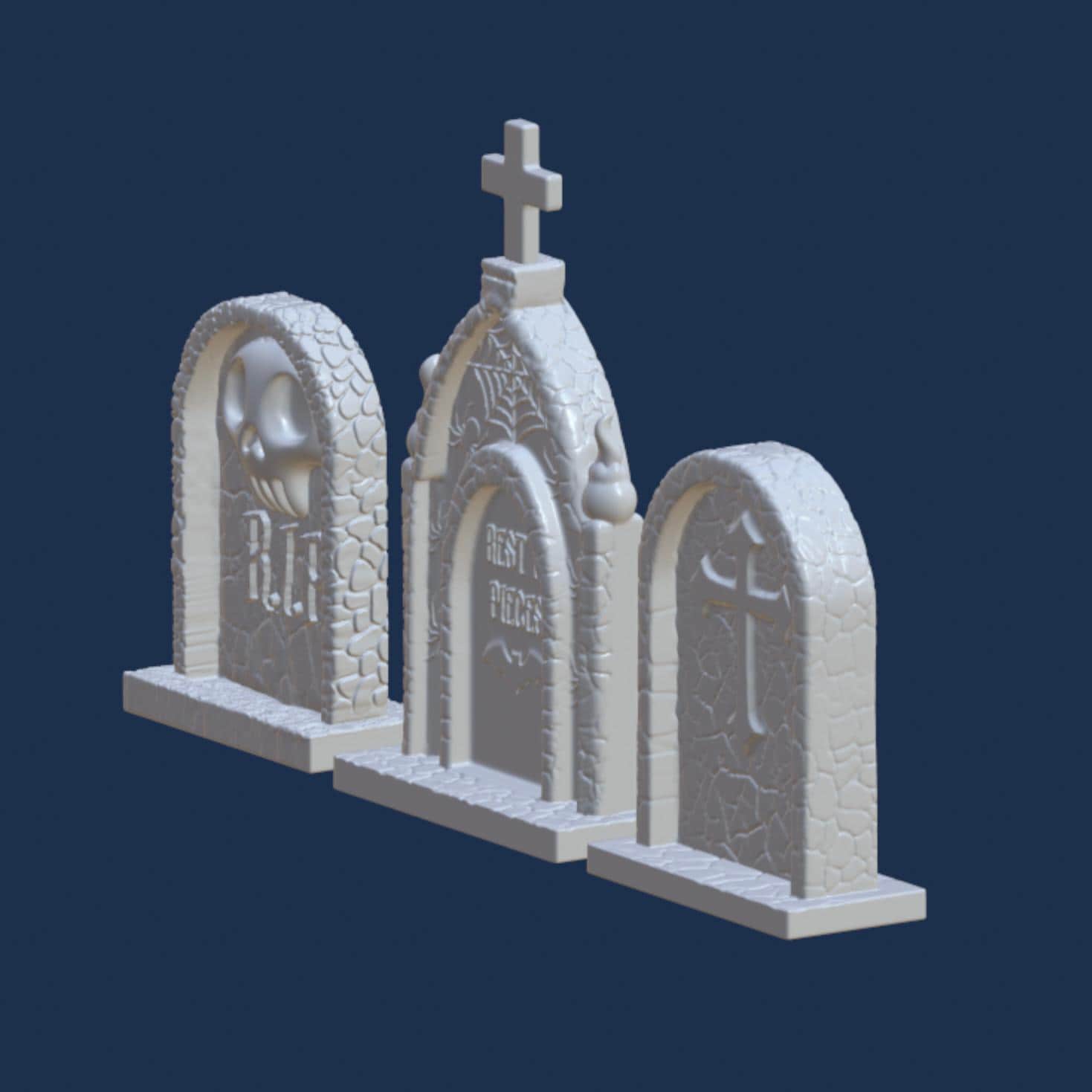 Gravestone STL, 3 Pack, 3D Digital File for 3D Printing, 3 Gravestones ...