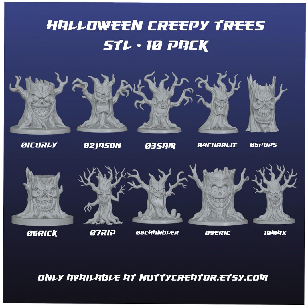 Halloween Creepy Trees STL File Pack - 10 Original Designs, Haunted ...