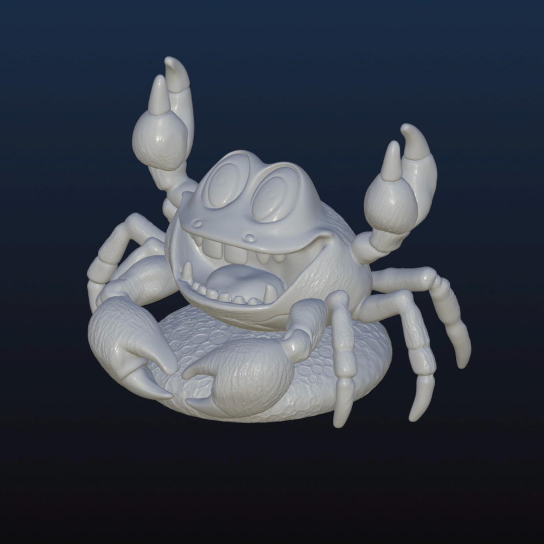 Happy Crab STL, 3D Digital File for 3D Printing, Crab STL, Sea Life ...