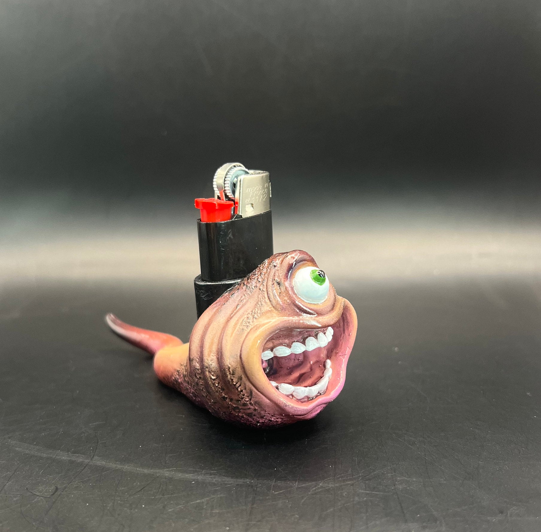 3D Printed, Hand Painted, One-eyed Worm Lighter Holder, Lighter Stand ...