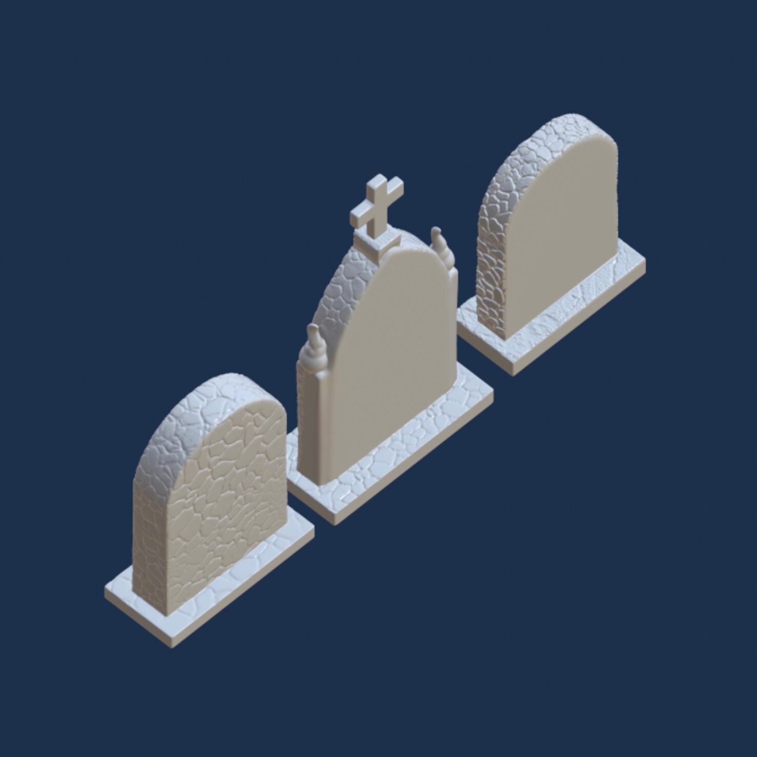 Gravestone STL, 3 Pack, 3D Digital File for 3D Printing, 3 Gravestones ...