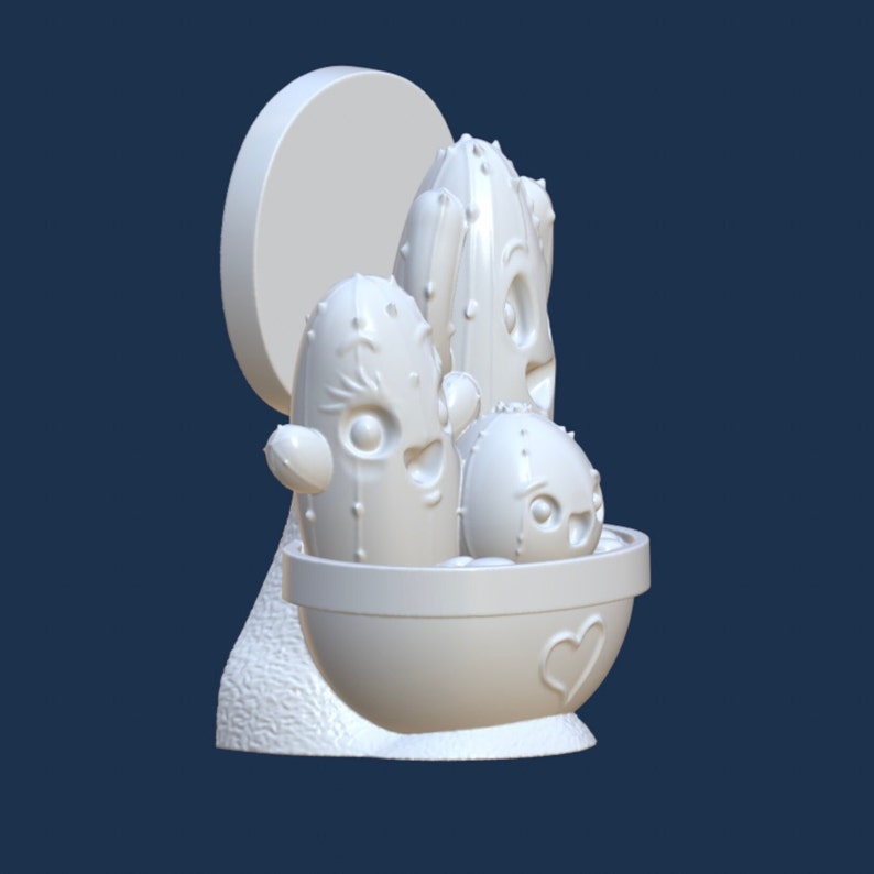 Cactus Family in Planter, STL, 3D File for 3D Printer, STL File ...