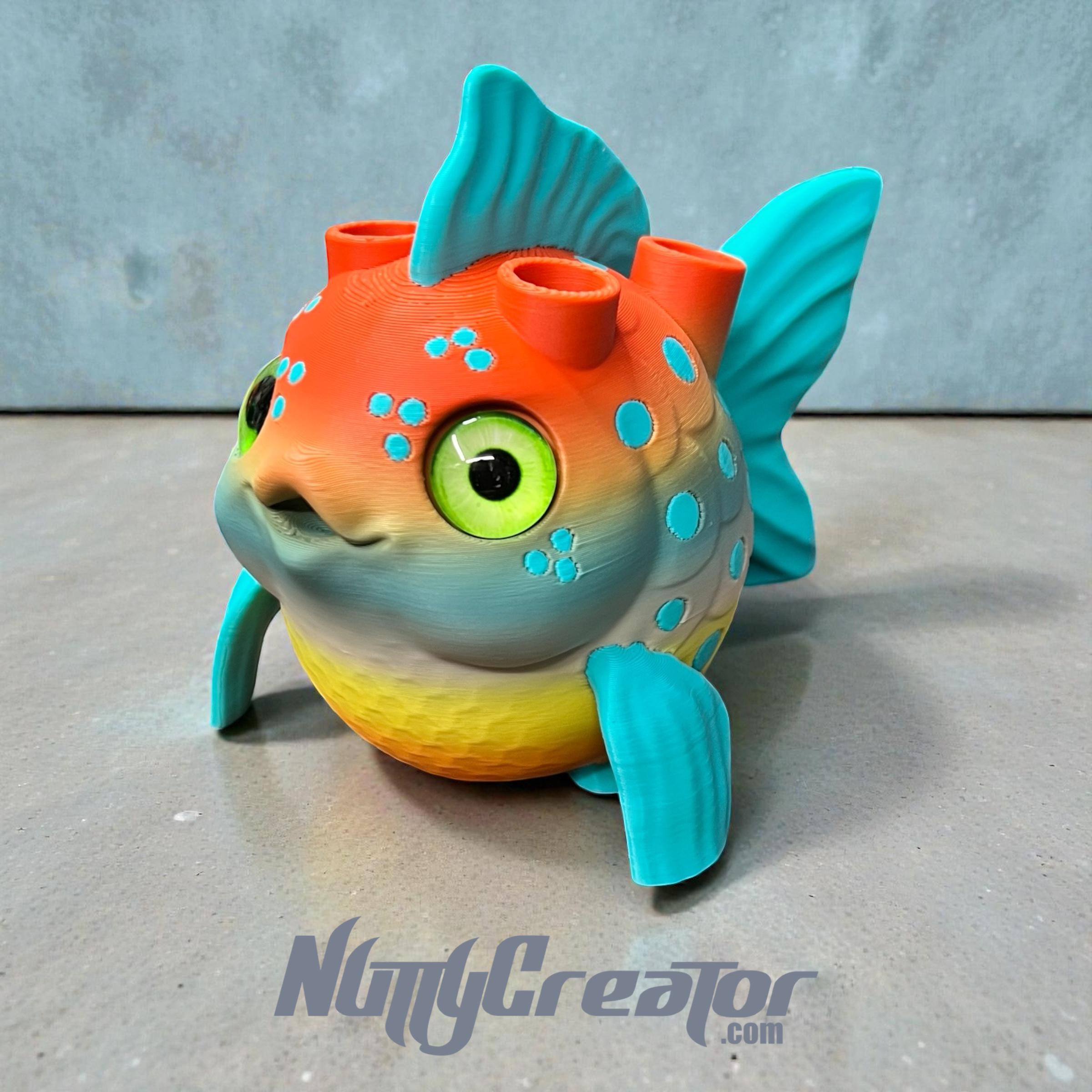 Cute Goldfish Pen Holder, 3D Printed, Gradient Matte Finish With Teal ...