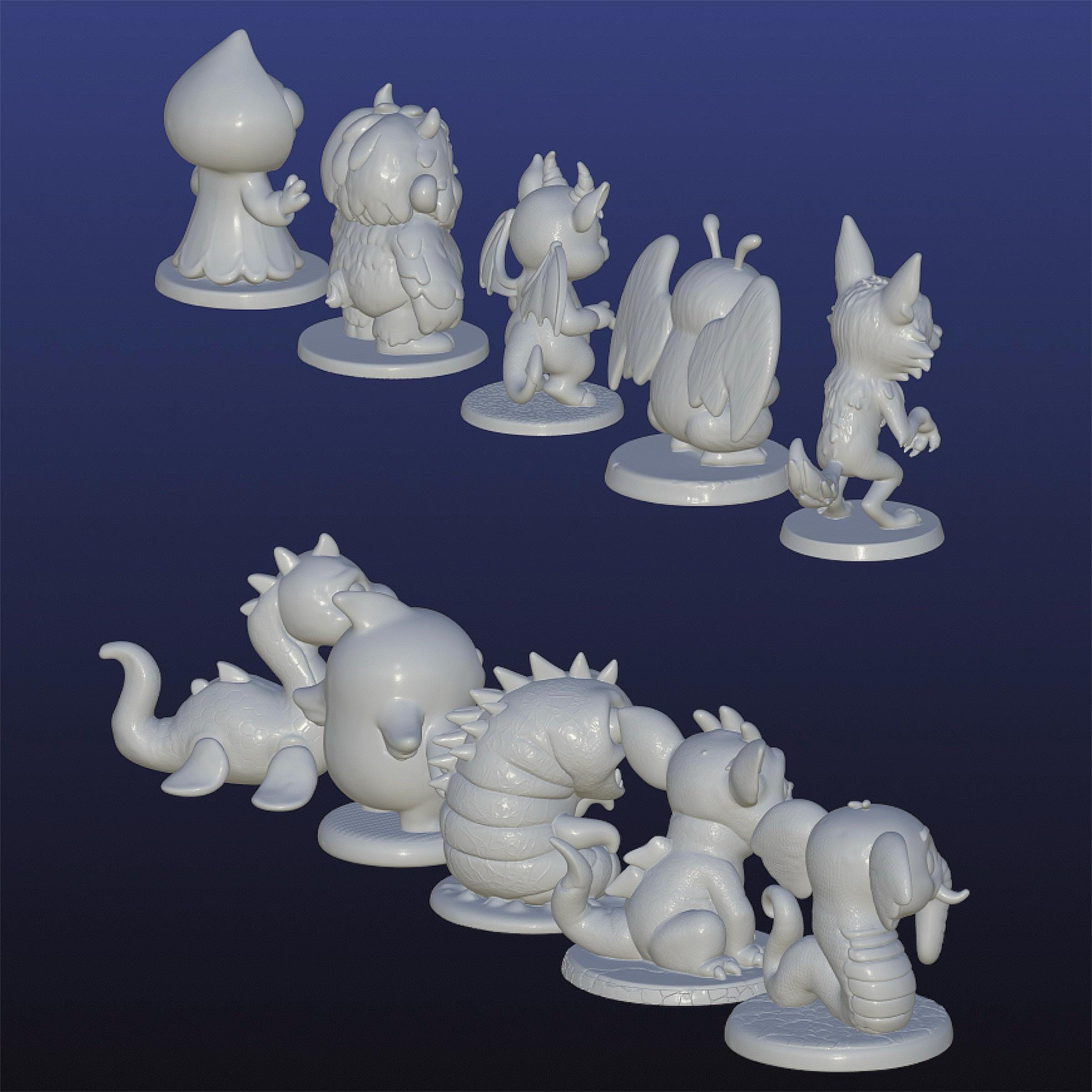 Cute Cryptids 3D STL File Pack - 10 Unique Cryptids, Kawaii, Chibi ...