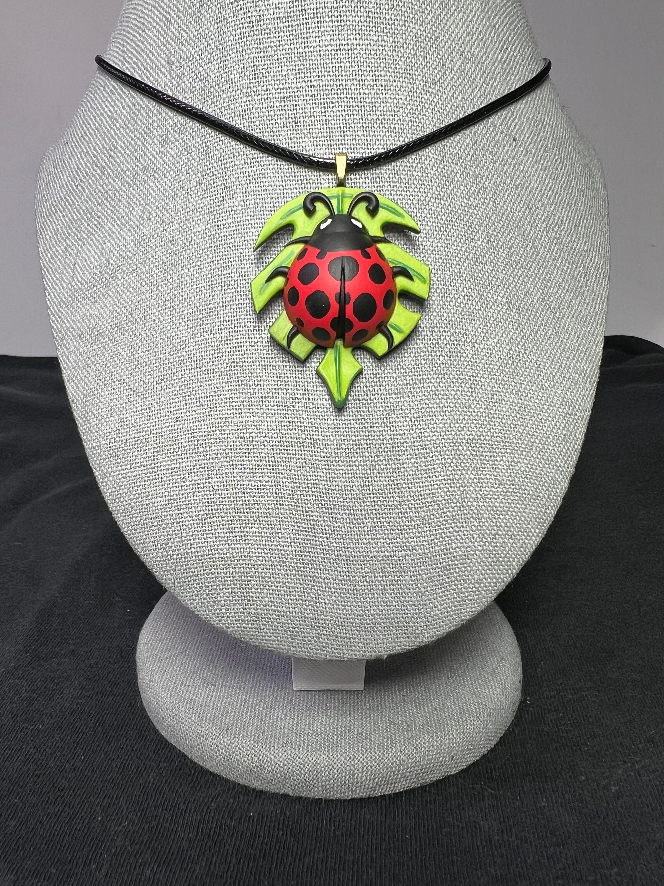 3D Printed Hand Painted Wearable Art, LADY BUG Pendant - Etsy