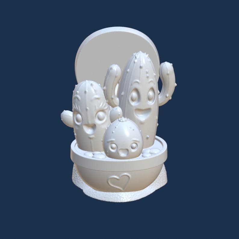 Cactus Family in Planter, STL, 3D File for 3D Printer, STL File ...