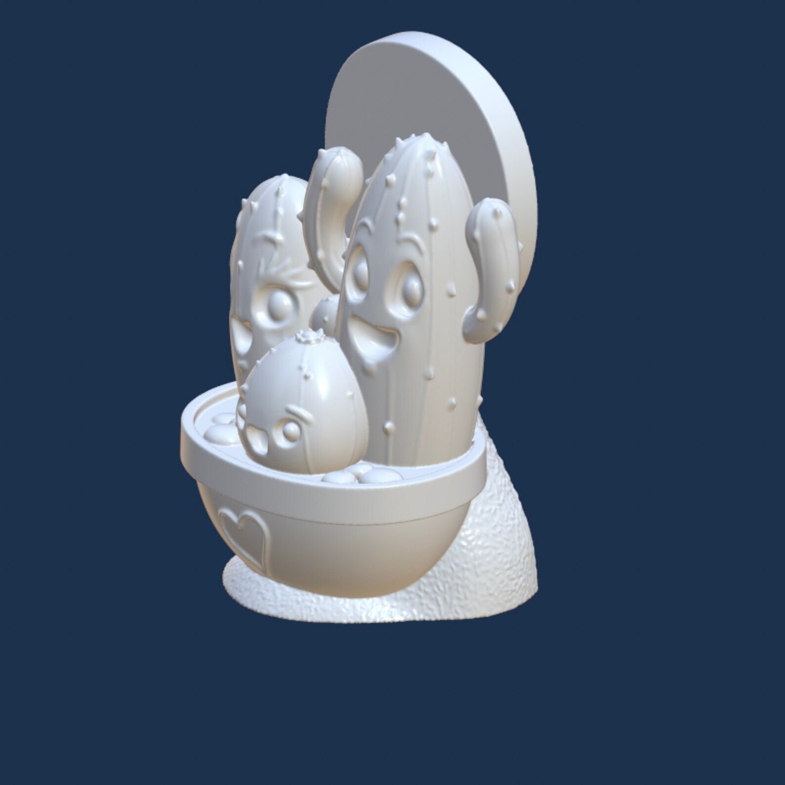 Cactus Family in Planter, STL, 3D File for 3D Printer, STL File ...
