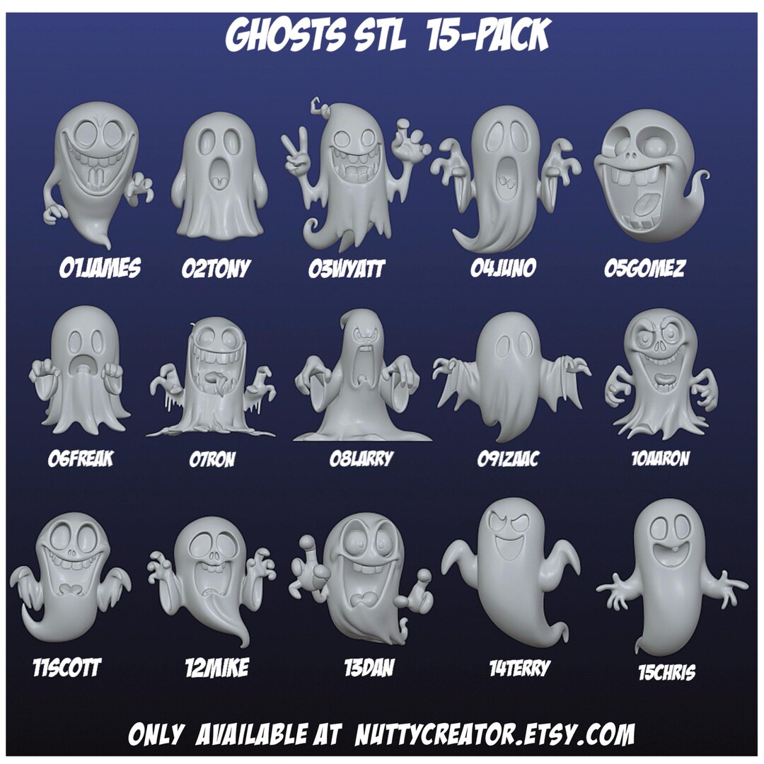 Halloween Ghosts STL - 15 Pack of Unique Ghosts With Personality for ...