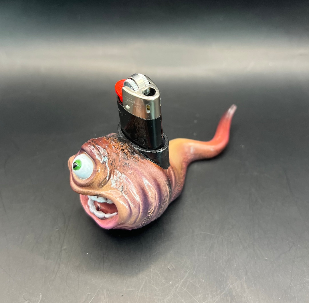 3D Printed, Hand Painted, One-eyed Worm Lighter Holder, Lighter Stand ...